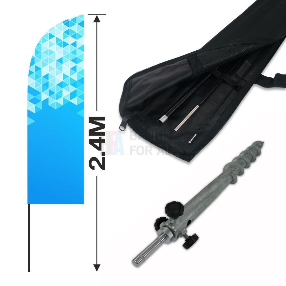 Small Feather Banner with 2.6m Push Fit Pole and Screw In Ground Stake ...