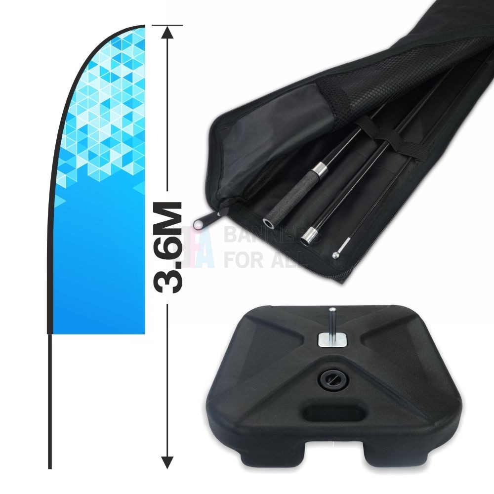 Medium Feather Banner, 4m Push Fit Pole and Small Water Base | Banners ...