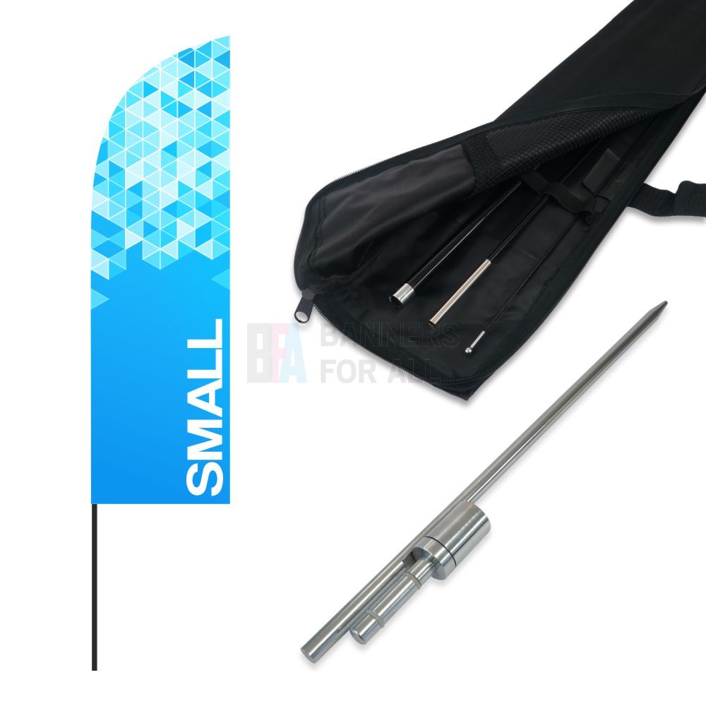 Small Feather Banner with 2.6m Push Fit Pole and Hammer In Ground Stake ...