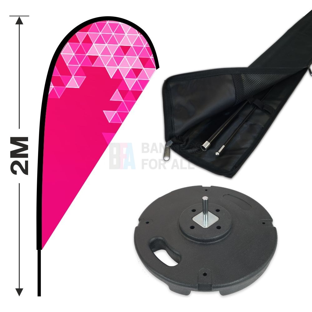 2m Teardrop Banner Kit with 10kg Concrete Base | Banners For All