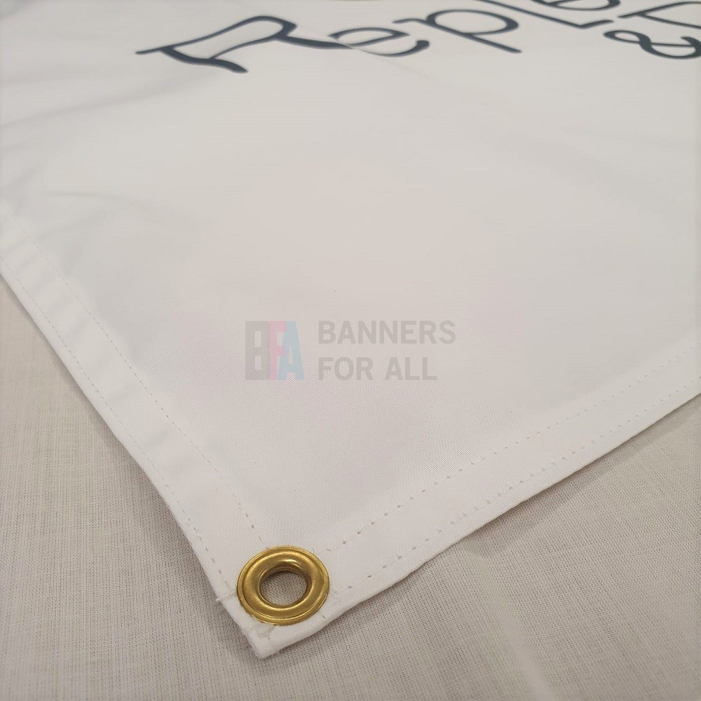 246gsm Warp Satin Cotton Fabric Banner with hems and eyelets | Fabric ...