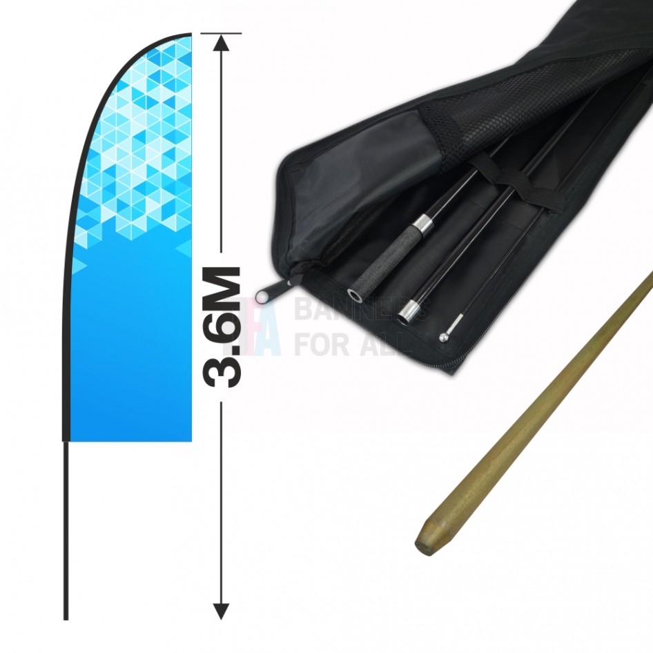 Medium Feather Banner, 4m Push Fit Pole and Simple Ground Stake ...