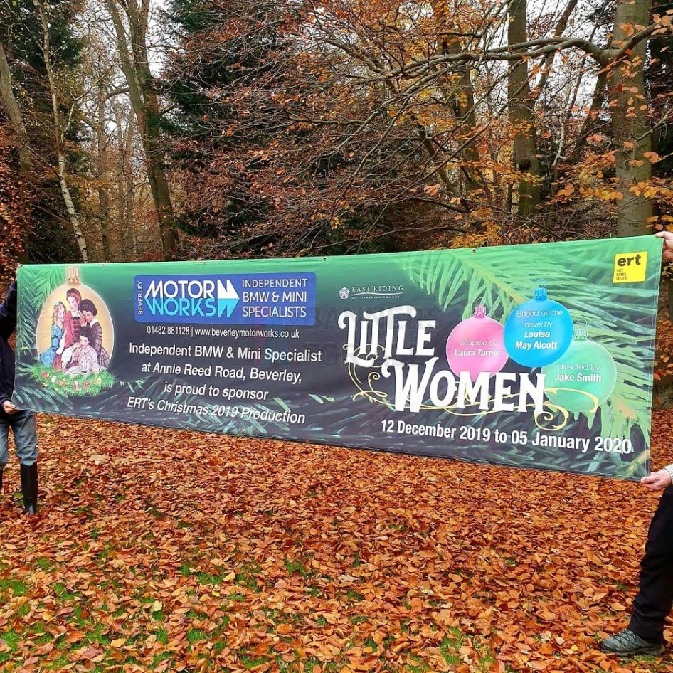 246gsm Warp Satin Cotton Fabric Banner with hems and eyelets | Fabric ...