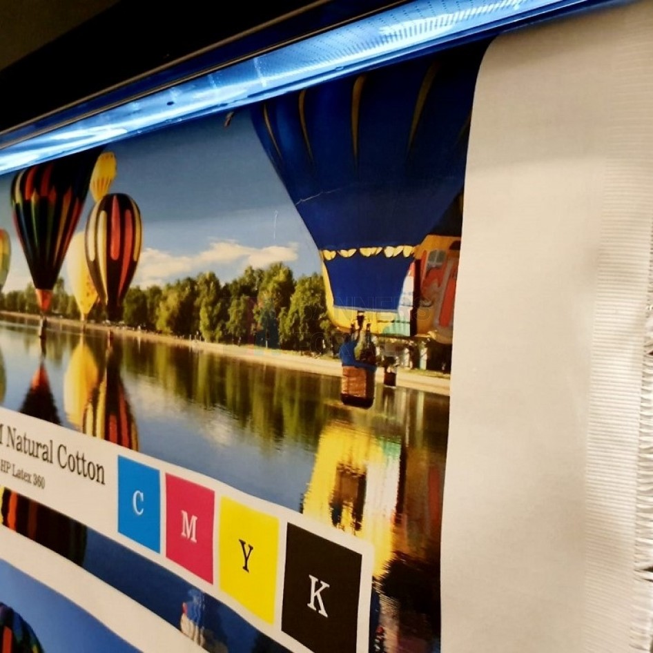 246gsm Warp Satin Cotton Fabric Banner with hems and eyelets | Fabric ...