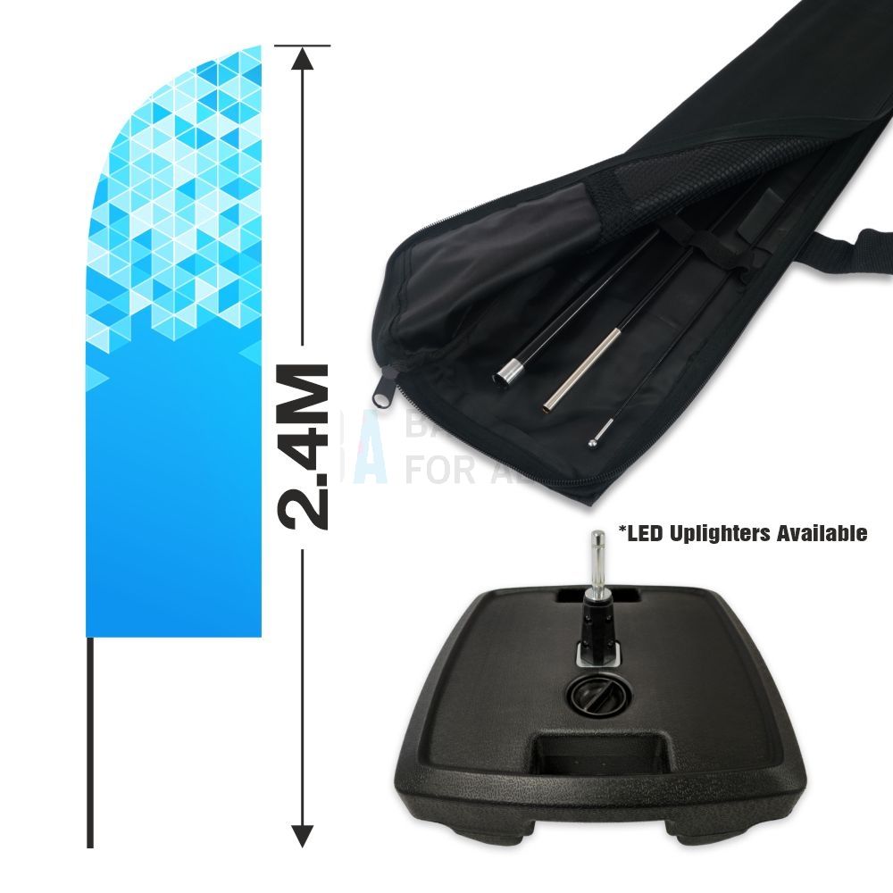 2.4m Feather Banner Kit with 15kg LED Water Base | Banners For All